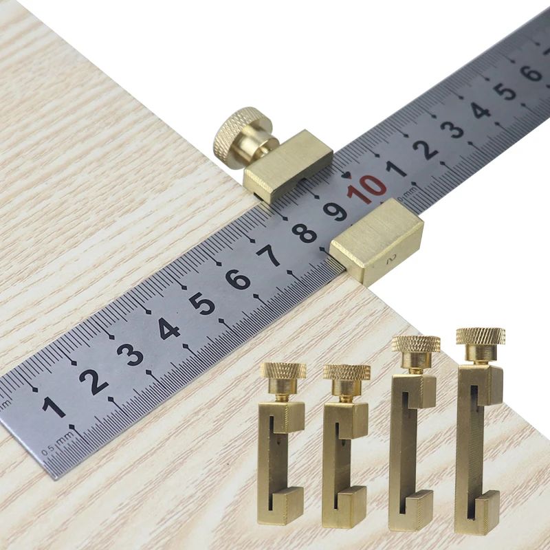 Adjustable-Steel-Ruler-Positioning-Block-Angle-Marking-Gauge-Brass-Line ...