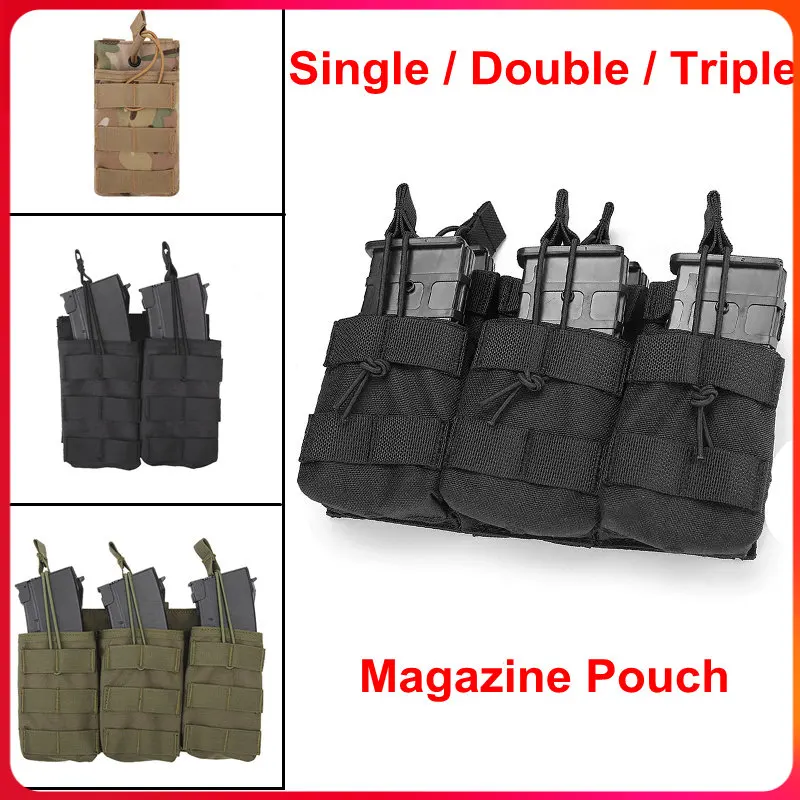 Mag bolsa tático único/duplo/triplo airsoft paintball ak m4 rifle molle ...