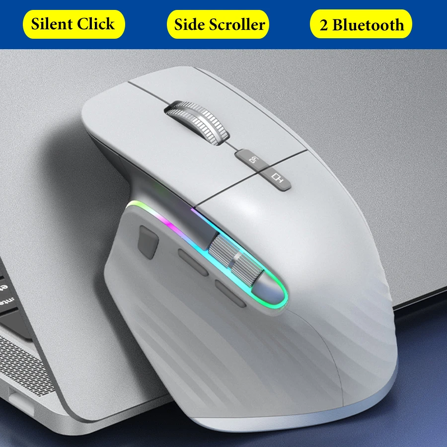 Wireless Mouse Bluetooth Ergonomic for Laptop Silence USB-C RGB ...