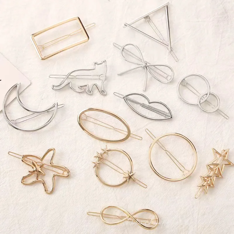 Chic-Metal-Geometric-Hair-Clip-Round-Triangle-Barrettes-Hairpin ...