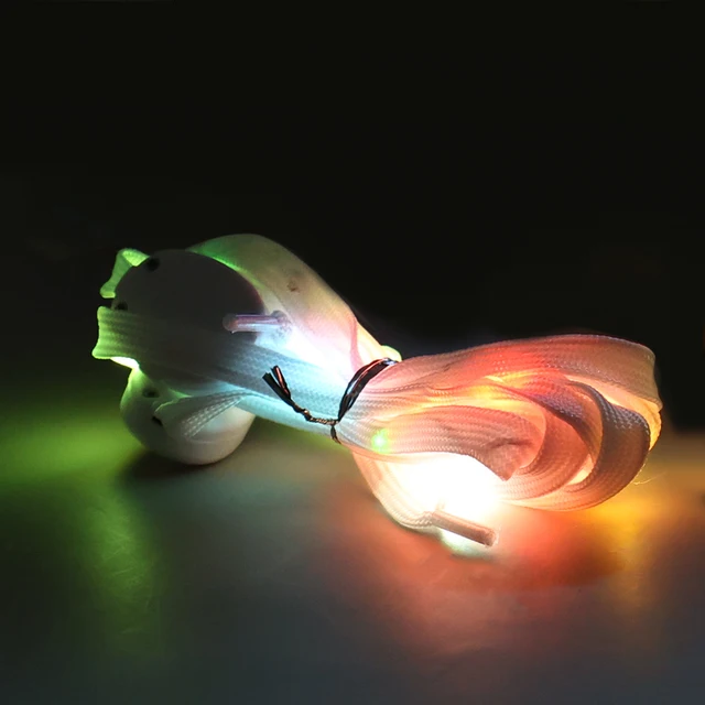 LED Sport Shoe Laces Luminous Shoelaces Glow Shoe Strings Round Flash ...