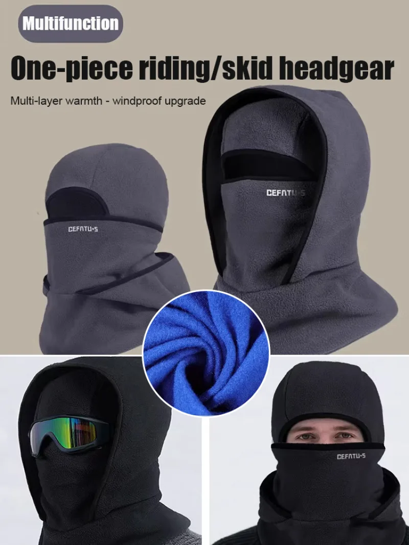 Winter Sports 2-in-1 Hat & Neck Warmer, Windproof Cold-Proof Cycling ...