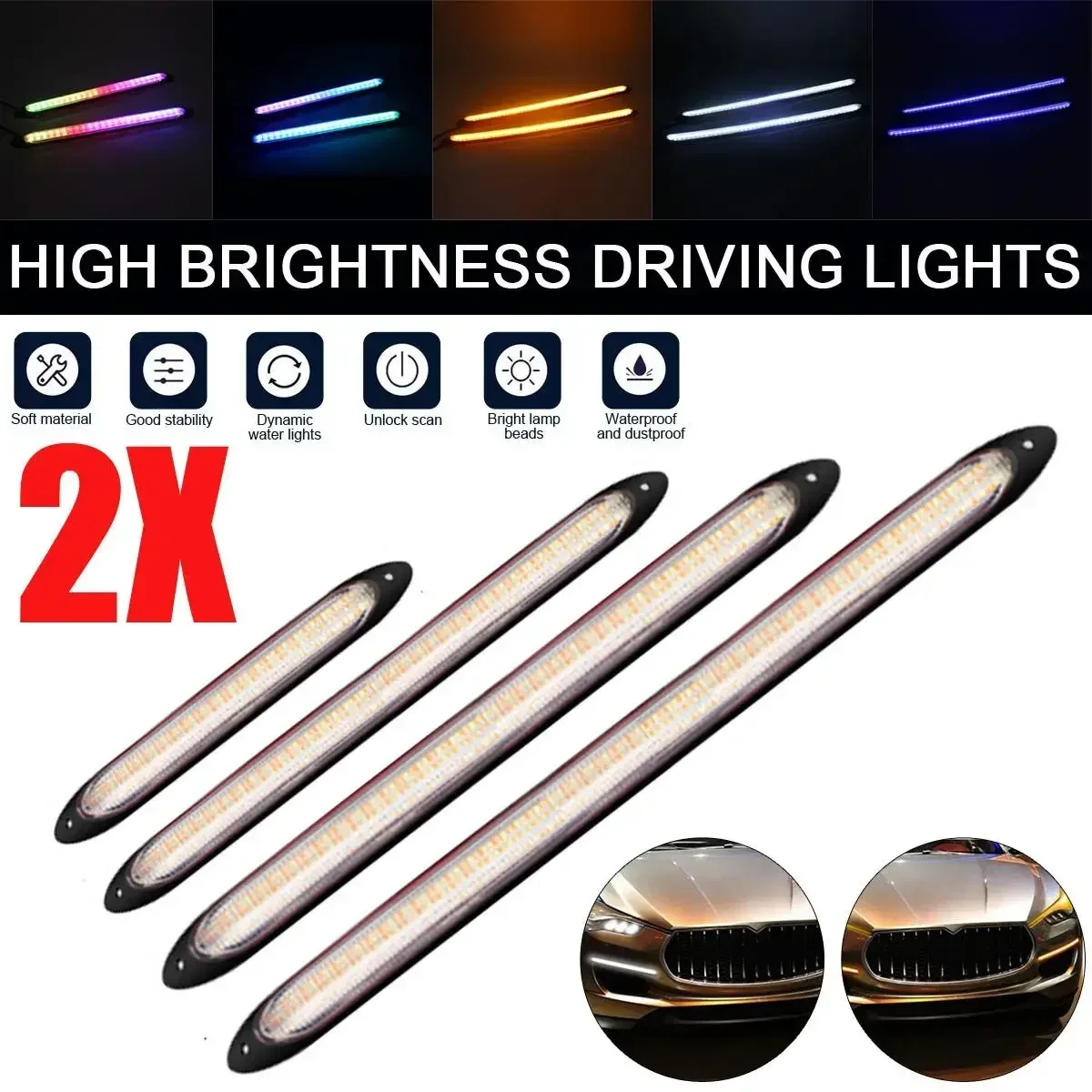 Car-Accessories-12V-Flexible-LED-Strip-Turn-Signal-Lamp-Yellow-White ...