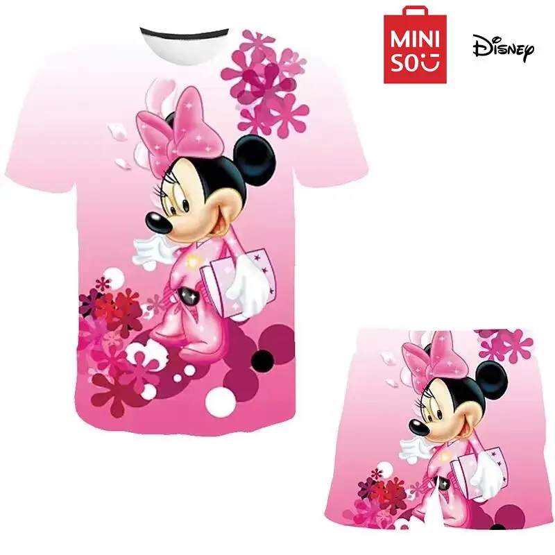 MINISO-Baby-Girl-s-Mickey-Minnie-Mouse-Suit-Summer-Casual-Clothes-Set ...