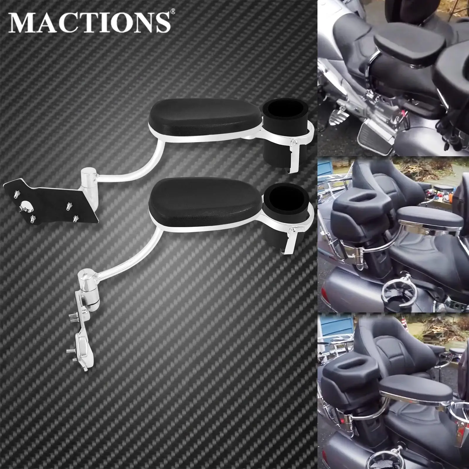 Motorcycle-Chrome-Rear-Passenger-Armrests-With-Drink-Cup-Holder-Kits ...