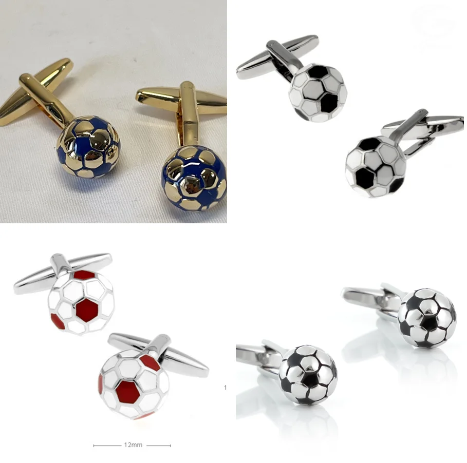 10pairs-lot-Sport-Gold-blue-3D-Soccer-Cufflinks-Copper-Enamel-Football ...