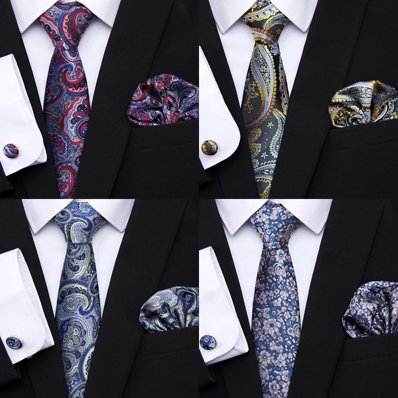 Jacquard Newest design Silk Festive Present Tie Handkerchief Cufflink ...