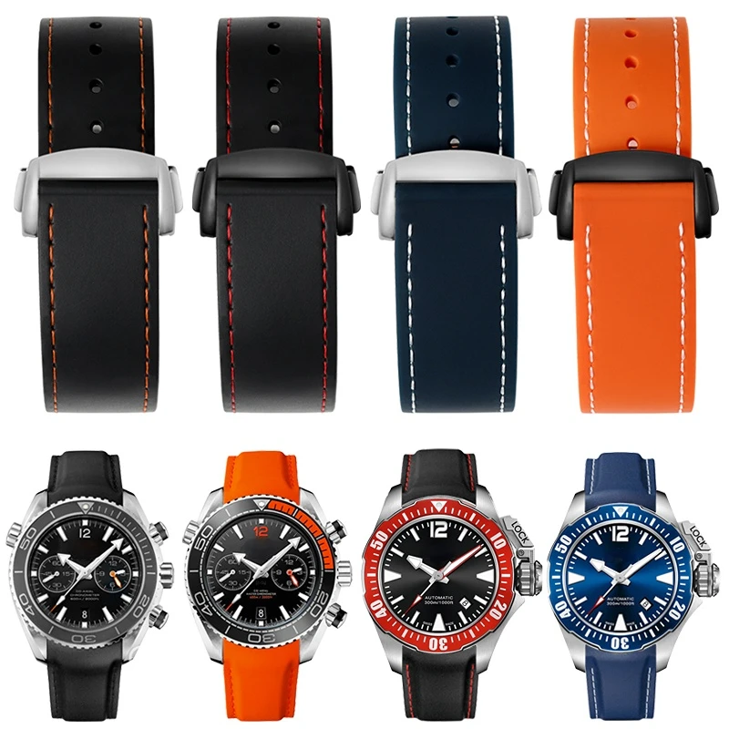 For-Omega-Seamaster-300-Speedmaster-Silicone-Strap-Brand-Blue-Orange-20 ...