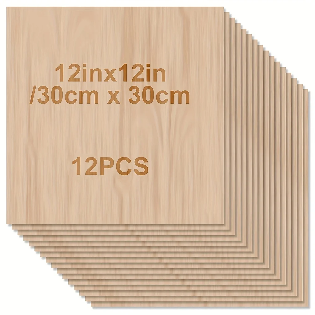 4/8/12/24/48 Craft Wood Board - 12 x 12 x 1/12 Inch - 2mm Thick Board ...