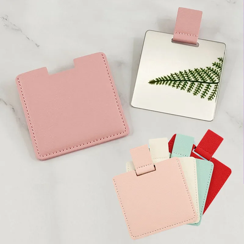 Stainless-Steel-Makeup-Mirror-with-Leather-Sheath-Portable-Square ...