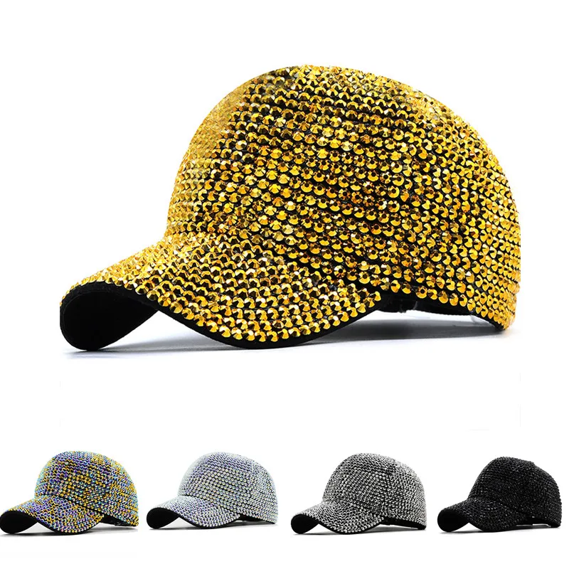 Rhinestone-Baseball-Cap-Ladies-Hip-Hop-Hat-Sparkling-Full-of-Diamonds ...