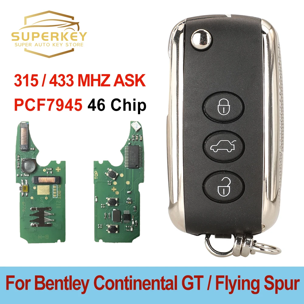 Superkey 315mhz 433mhz 46 Chip Keyless Flip Smart Key For Bentley ...