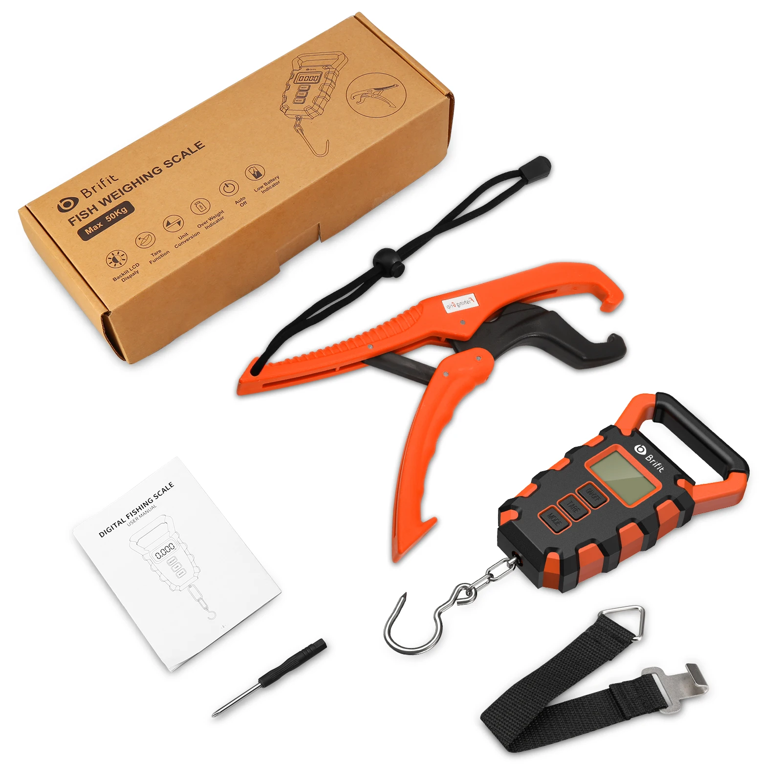 50Kg/10g Digital Fishing Scale with Fish Grip Ruler Waterproof Scales ...