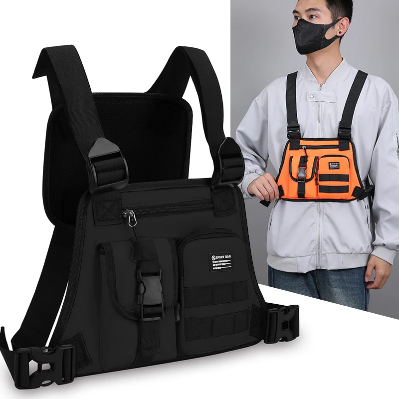 Men's Fashionable Hip-hop with Multi Pockets Tactical Chest Bag ...