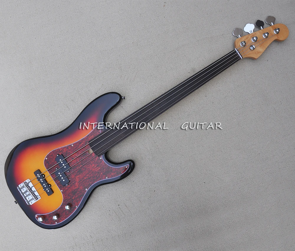 Tobacco-Sunburst-Fretless-4-Strings-Electric-Bass-Guitar-with-Rosewood ...