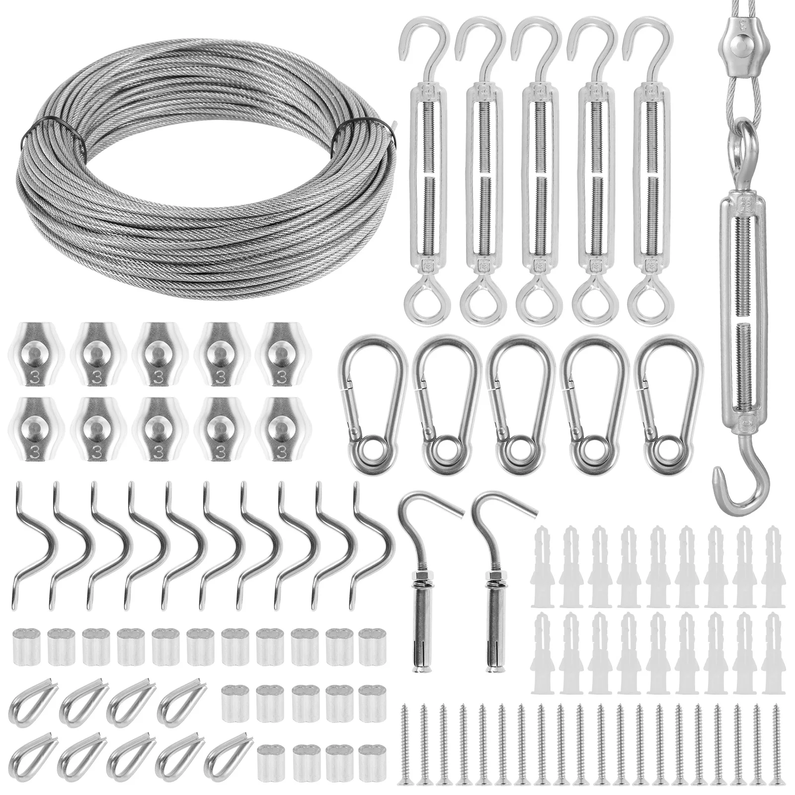 81PCS-Set-50-Meter-Steel-PVC-Coated-Flexible-Wire-Rope-Soft-Cable-Transparent-Stainless-Steel ...