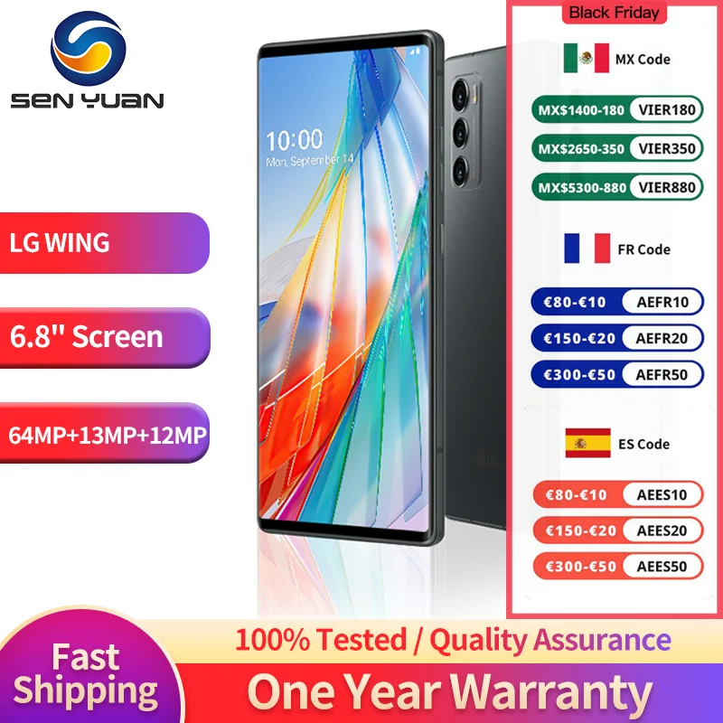 Original-LG-WING-5G-CellPhone-LMF100N-LMF100VM-6-8-8GB-RAM-128GB-256GB ...