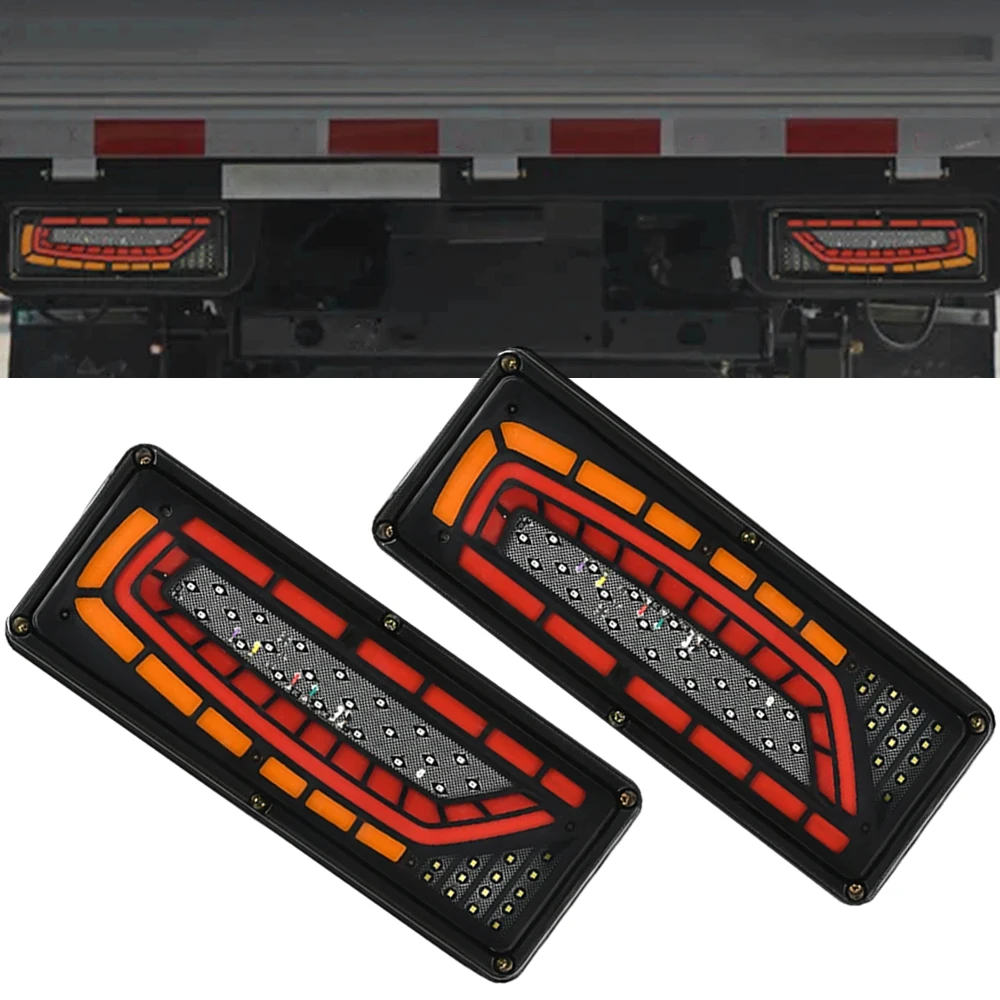 2PCS 12/24V Dynamic LED Truck Tail Light Turn Signal Rear Brake Lights ...
