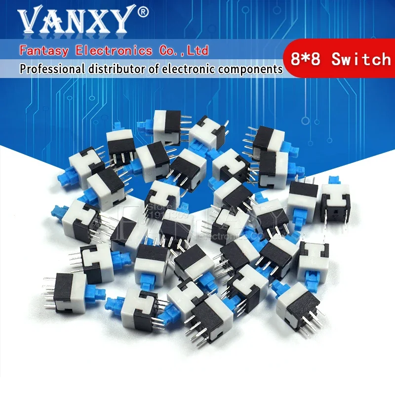 20PCS 8X8 8*8 mm 6Pin Push Tactile Switch Self lock / Off button ...