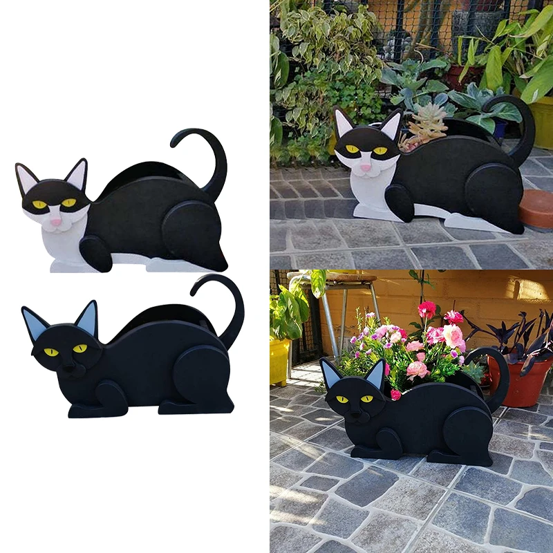 Cat-Flower-Planter-Wooden-Cats-Flowerpot-Garden-Grow-Flowers-Container ...