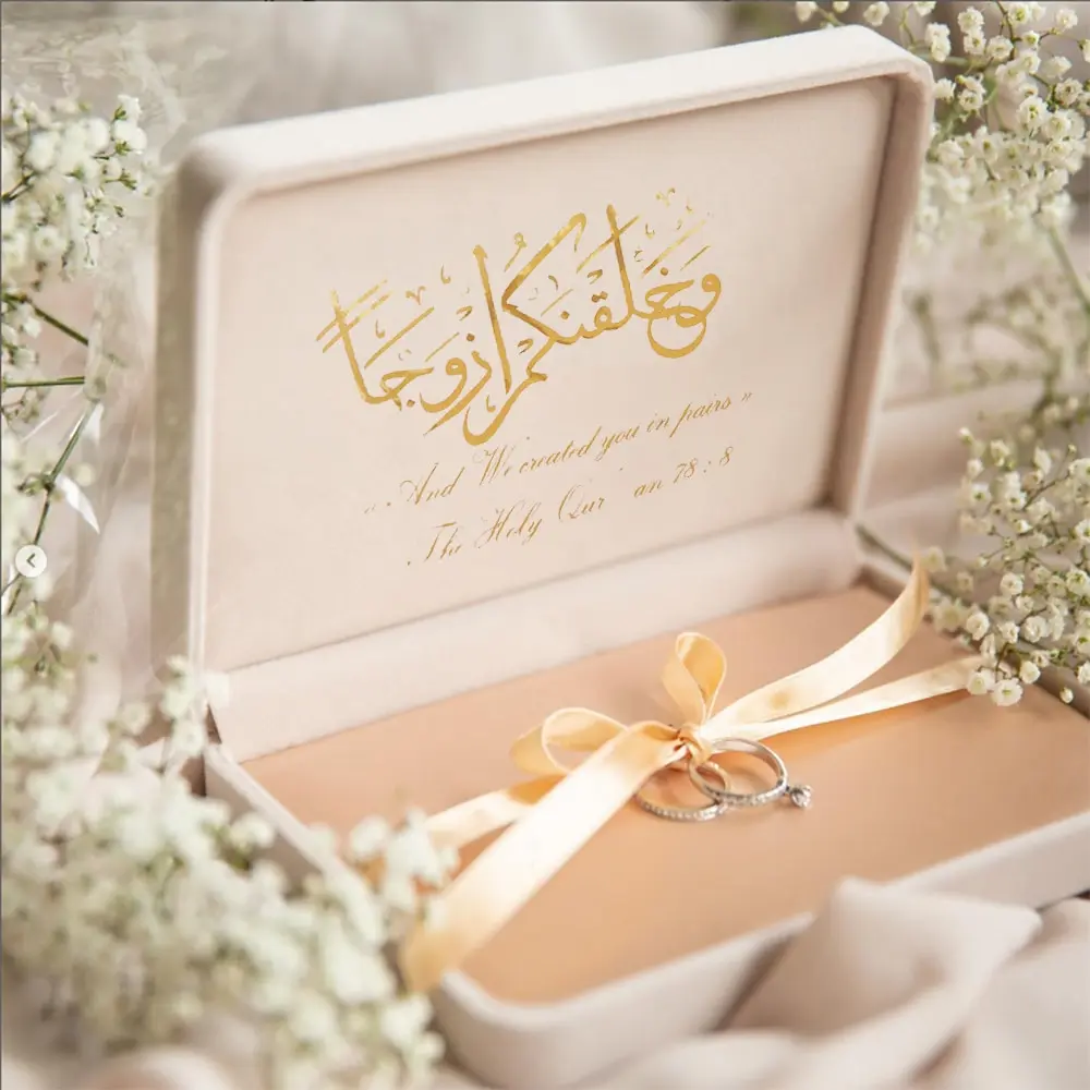 Personalise Flannel Jewelry Box Cutom Wedding Ring Box Necklace Ring ...