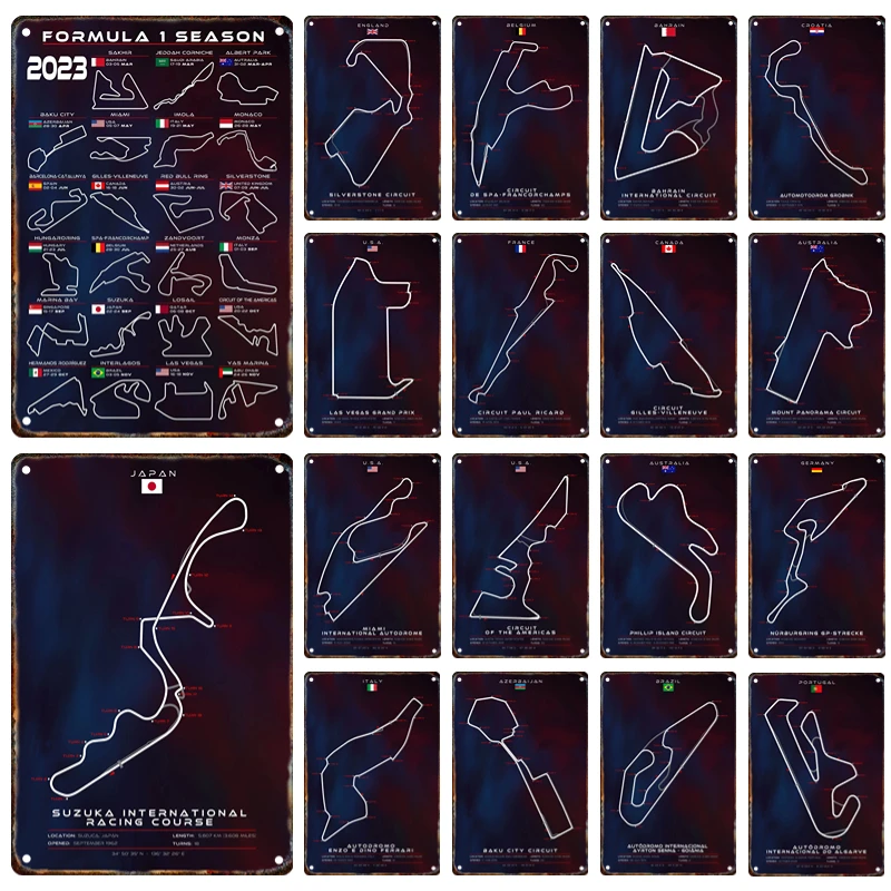Formula-1-Racing-Track-Route-Map-Metal-Poster-Sign-Plaque-Tin-Painting ...