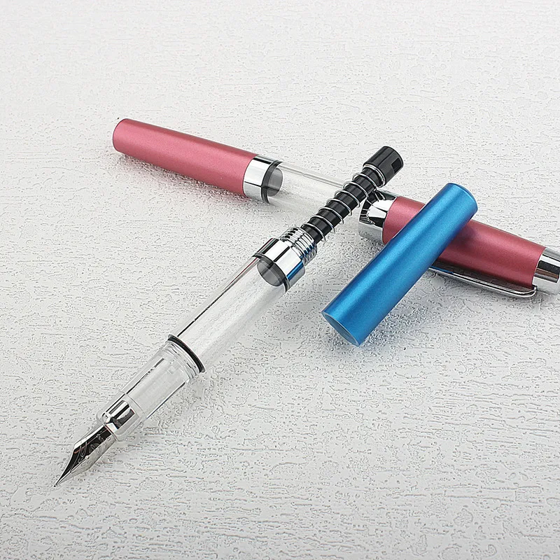 Press-Type-Ink-Suction-Fountain-Pen-Transparent-White-Spin-EF-Nib ...
