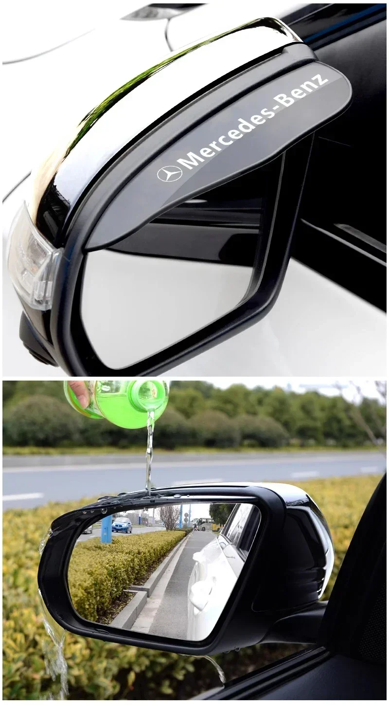 2x Car Rearview Mirror Rain Eyebrow Rain Shield Shade Protector Cover ...