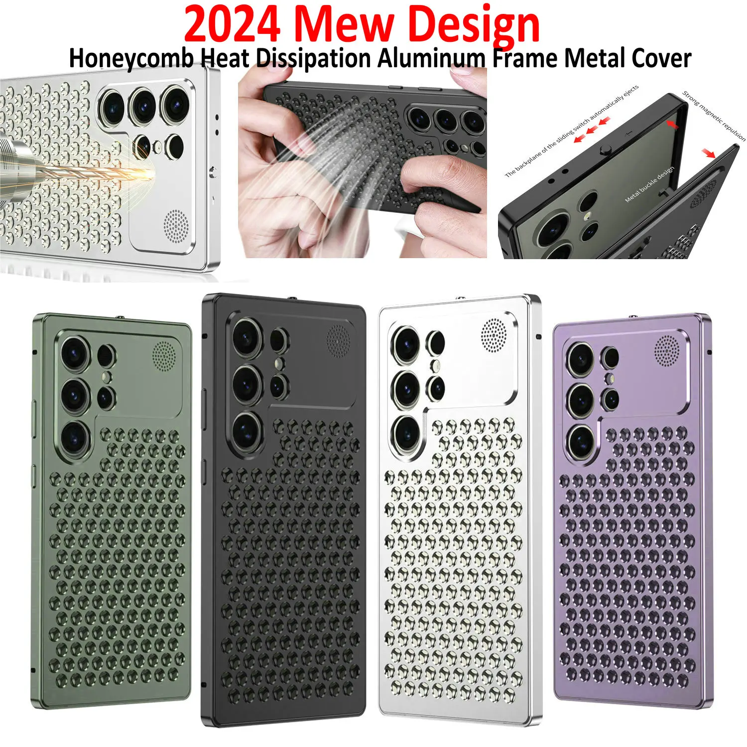 For-Samsung-Galaxy-S23-Ultra-Case-Luxury-Honeycomb-Heat-Dissipation ...