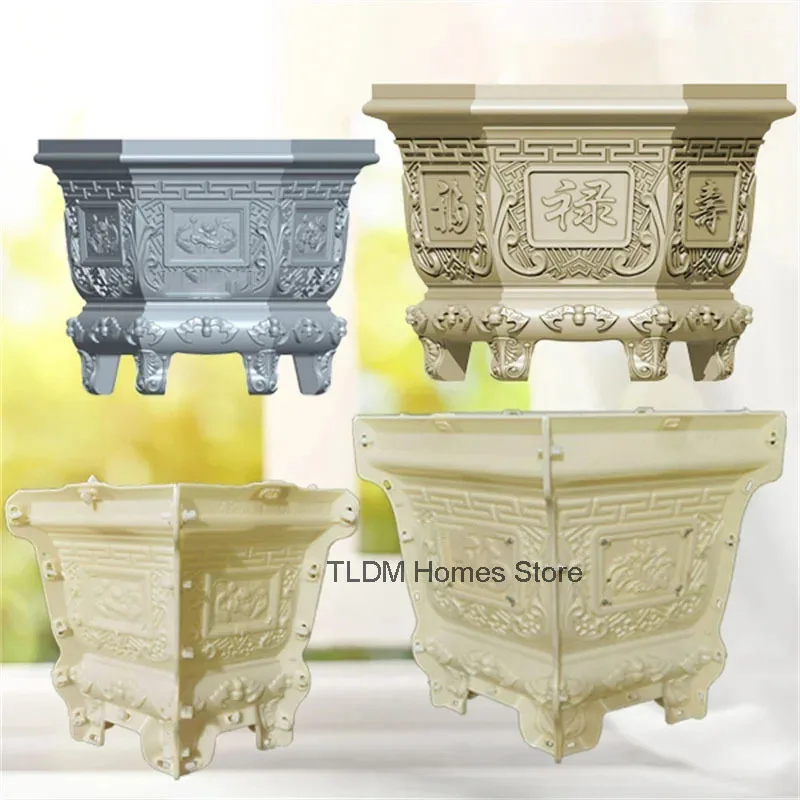 Hexagonal Cement Flowerpot Mold Home Garden Balcony Bonsai Pot Template ...