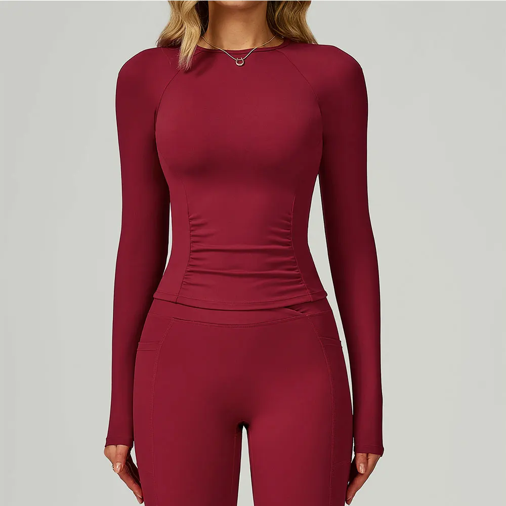 Women's Long Sleeve Top Yoga Shirts Running T-Shirt Workout Fitness ...