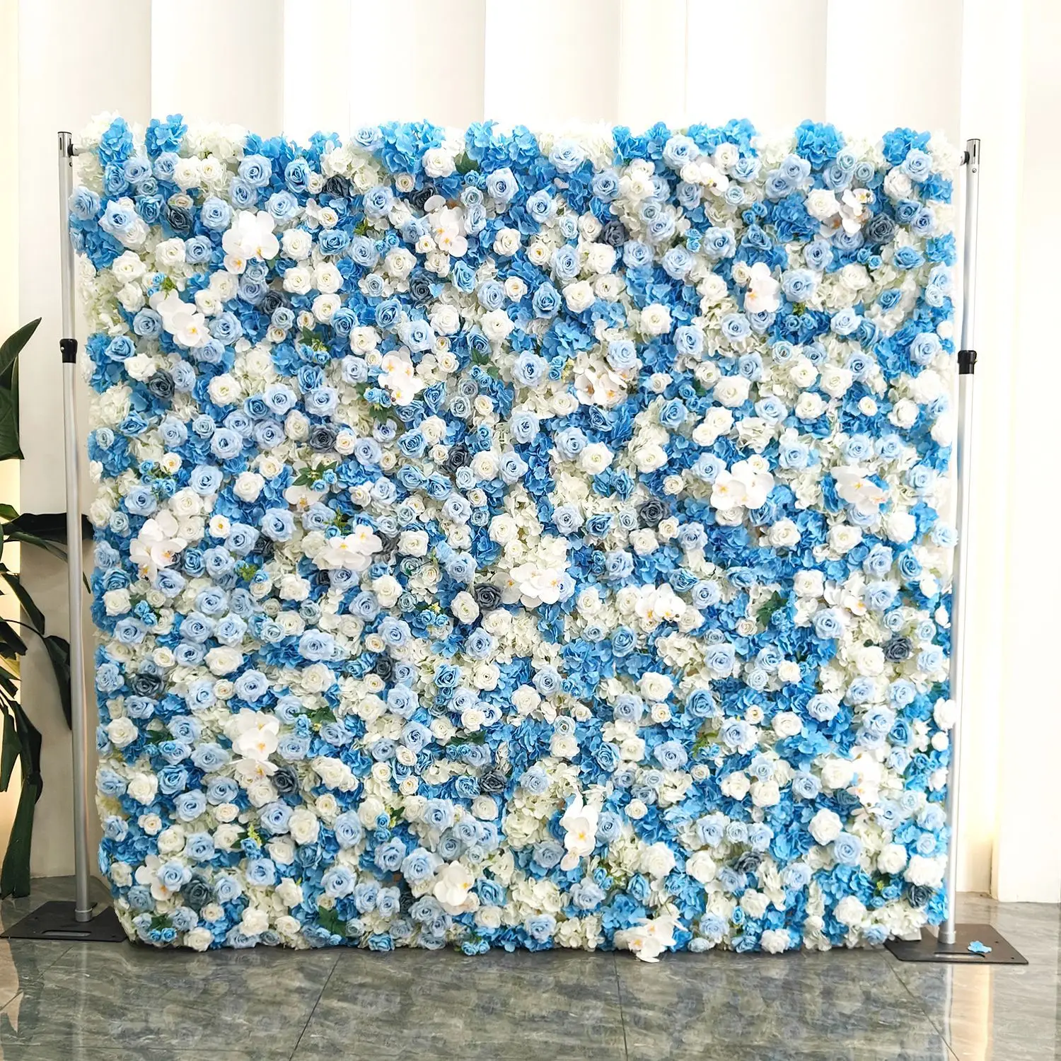 Blue flower wall background wall artificial artificial flower fake ...
