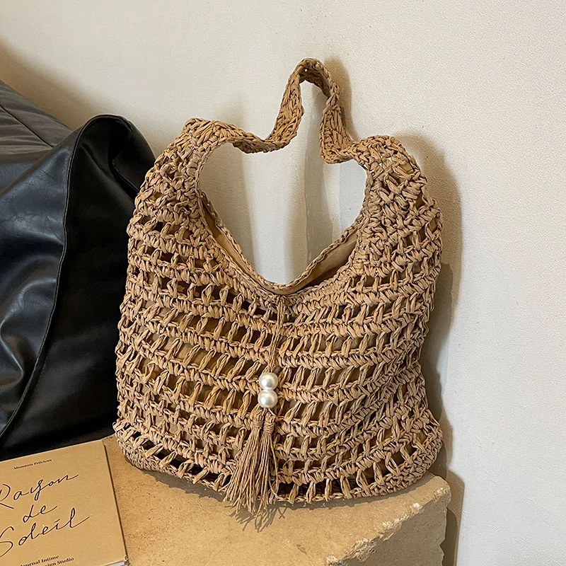French-Style-Large-Capacity-Hollow-Straw-Bag-Simple-and-Versatile ...