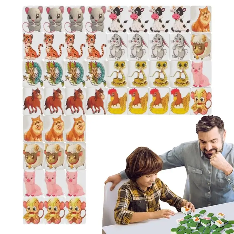 Kids-Mahjong-Tile-Set-48pcs-Stacking-Blocks-Mahjong-Tile-Game-Set ...