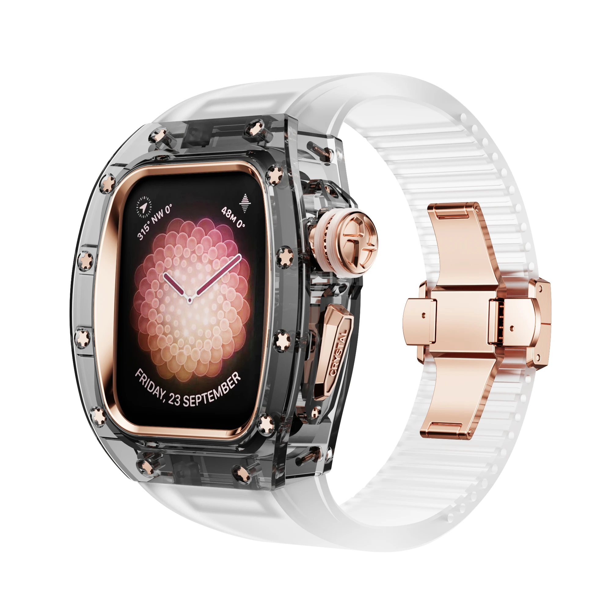 For-Apple-Watch-Accessories-45mm-44mm-K9-Crystal-Transparent-Case ...