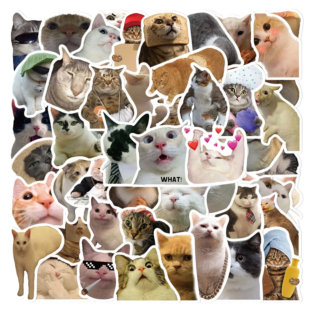 10/30/50pcs Funny Cat Stickers Cartoon Cute Decals Toy Stationery ...
