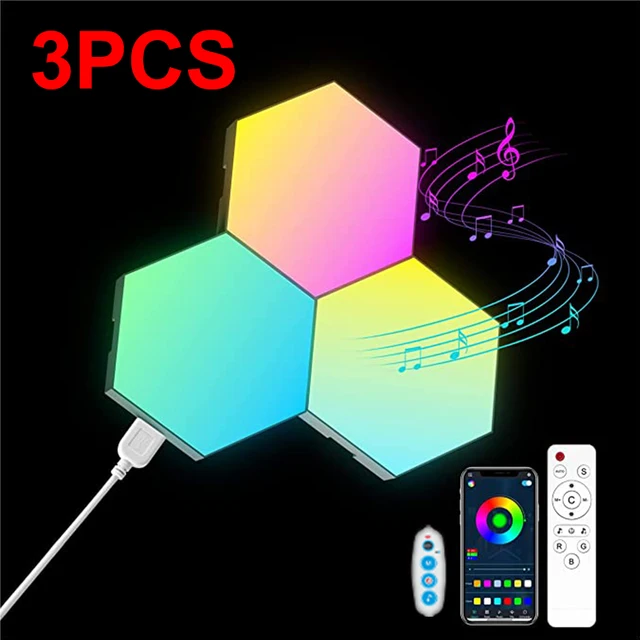 RGB LED Hexagon Light Bluetooth Indoor Wall Light APP Remote Control ...
