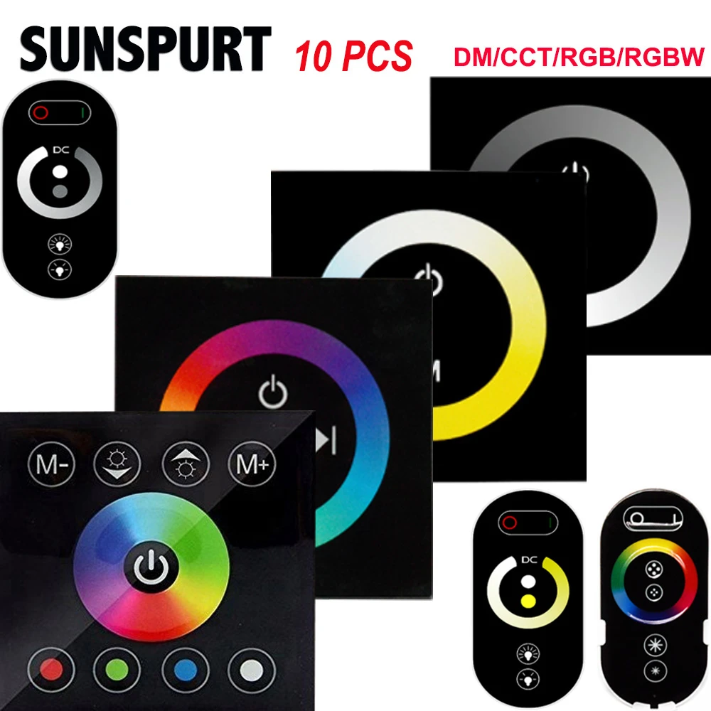 1-10PCS LED Dimmer/CCT/RGB/RGBW wall mounted Touch Panel Controller ...