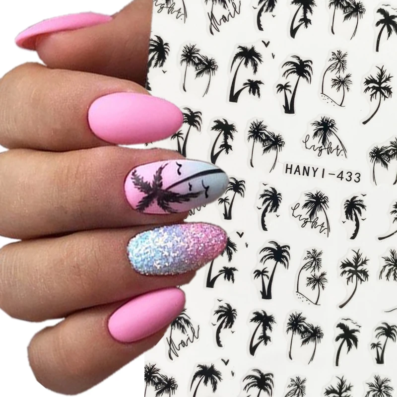 1Pc-Summer-Palm-Coconut-Tree-Nail-Stickers-Leaves-Fruits-Orange-Design ...