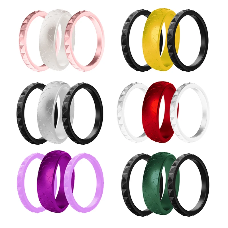 3pcs-Silicon-Ring-Set-Couples-Wedding-Jewelry-Size-4-10-Fashion-Women ...