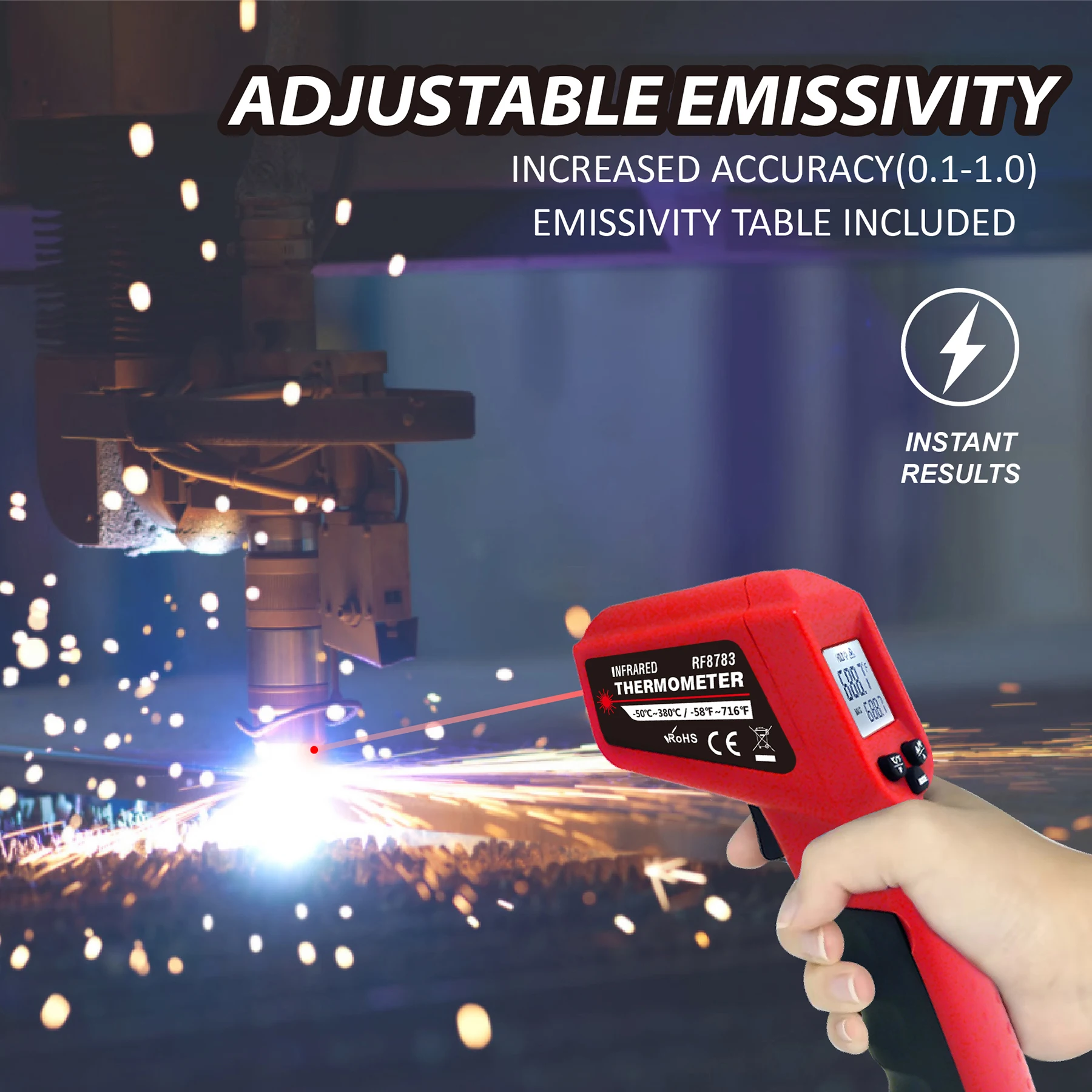 LCD-Industrial-Electronic-Thermometer-NonContact-50-550-C-Digital-Laser ...