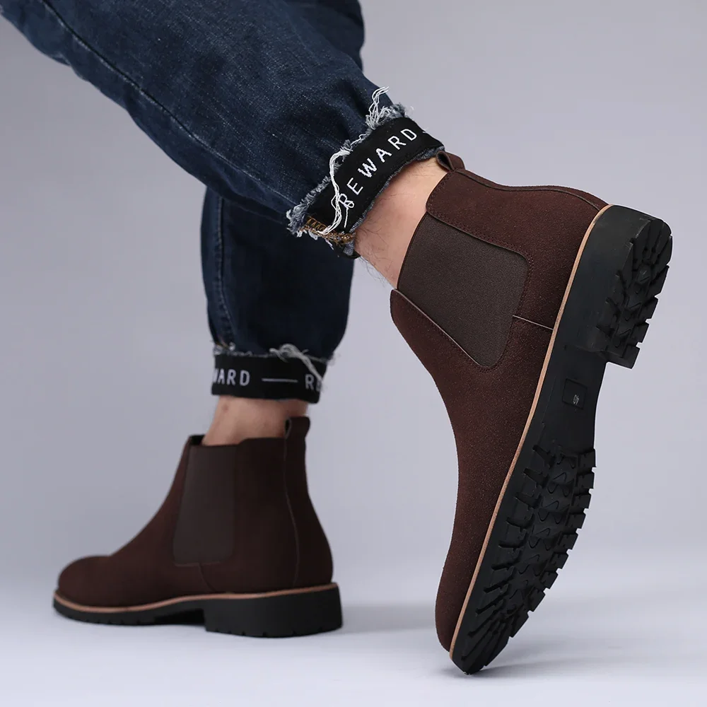 Botines de moda para hombre, nuevas botas Chelsea de cuero para hombre ...