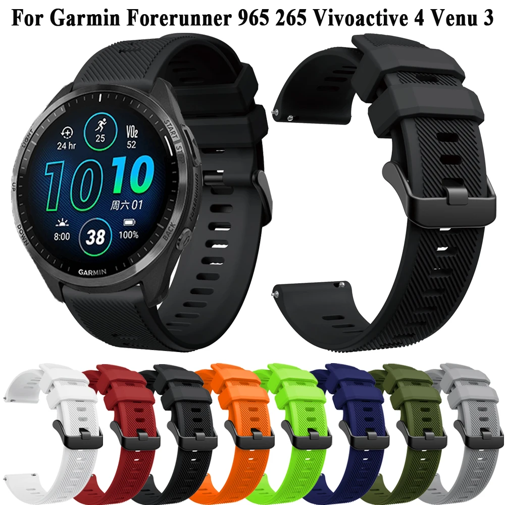Silicone 22mm Watch Strap For Garmin Forerunner 265 965 Bands For ...