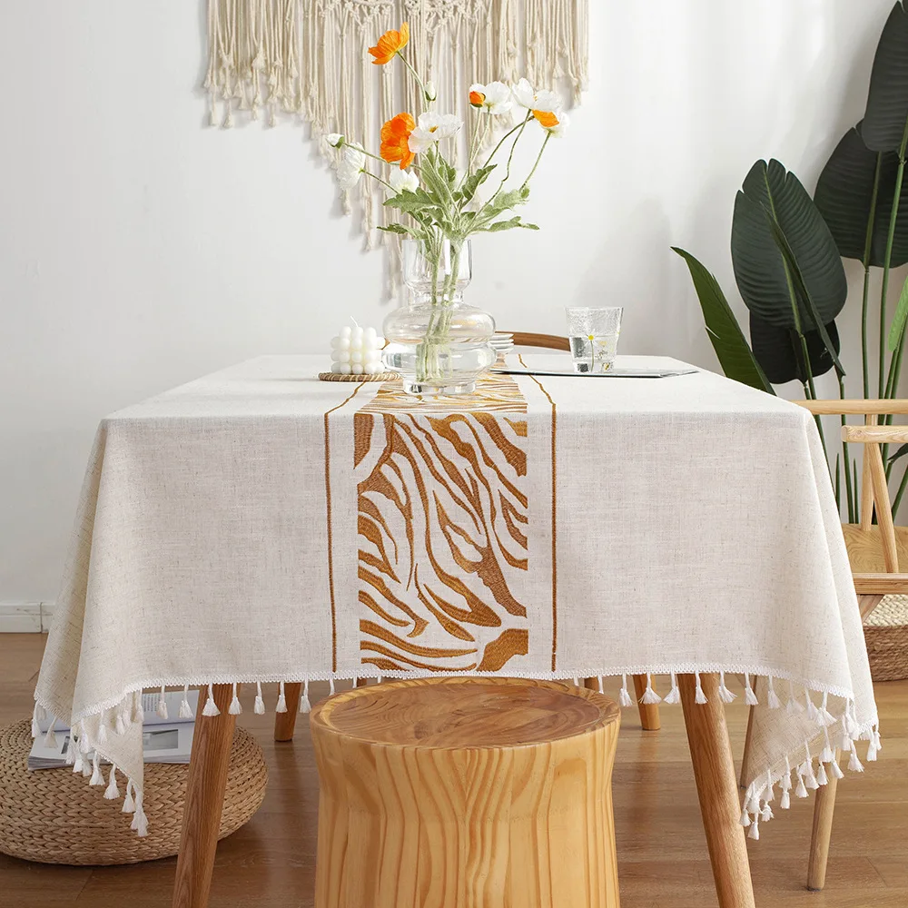 Creative-Decorative-Linen-Tablecloth-With-Tassels-Dustproof-Thicken ...