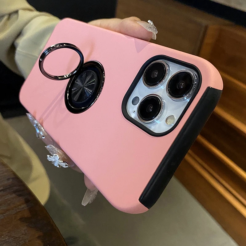 Matte-metal-ring-holder-bracket-silicon-phone-case-for-iPhone-16-15-14 ...