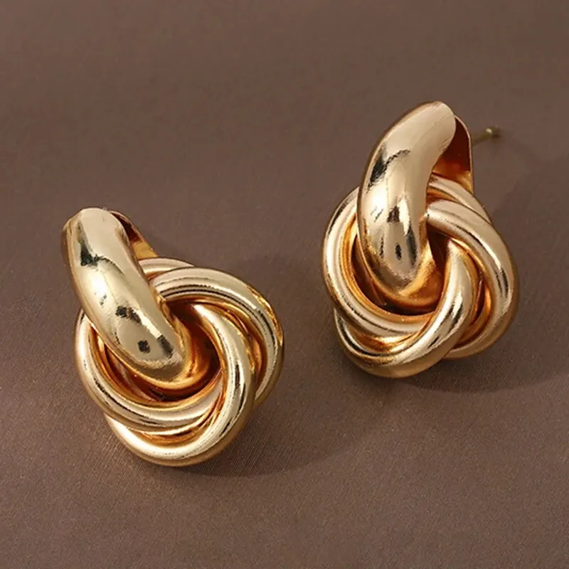 Fashion-Round-Double-Ring-Metal-Stud-Earrings-For-Women-Men-Gold-Silver ...