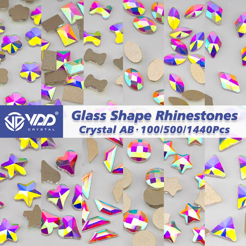 VDD-100-500-1440Pcs-Glass-Shape-Crystal-Rhinestones-Crystal-AB-Flatback ...