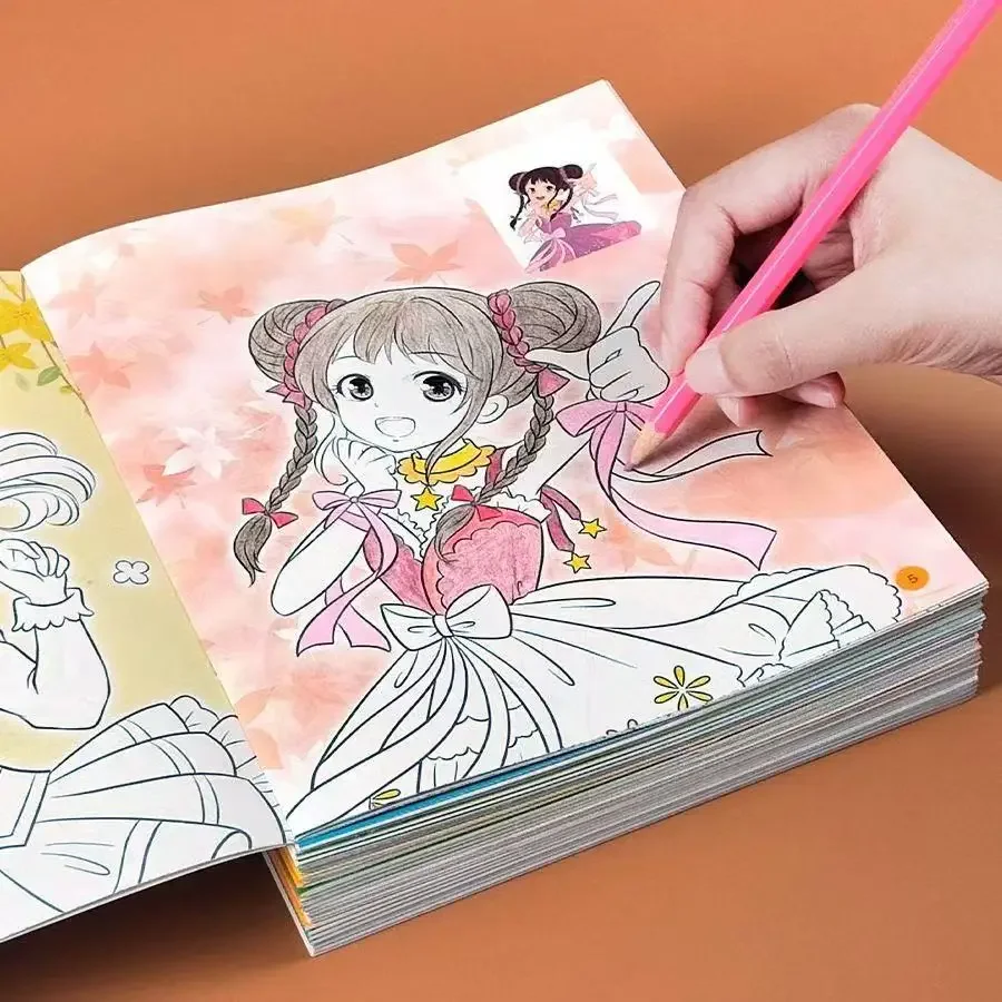 8 Books/Set 128 Pages Perfect Princess Coloring Book for Girl Gift ...