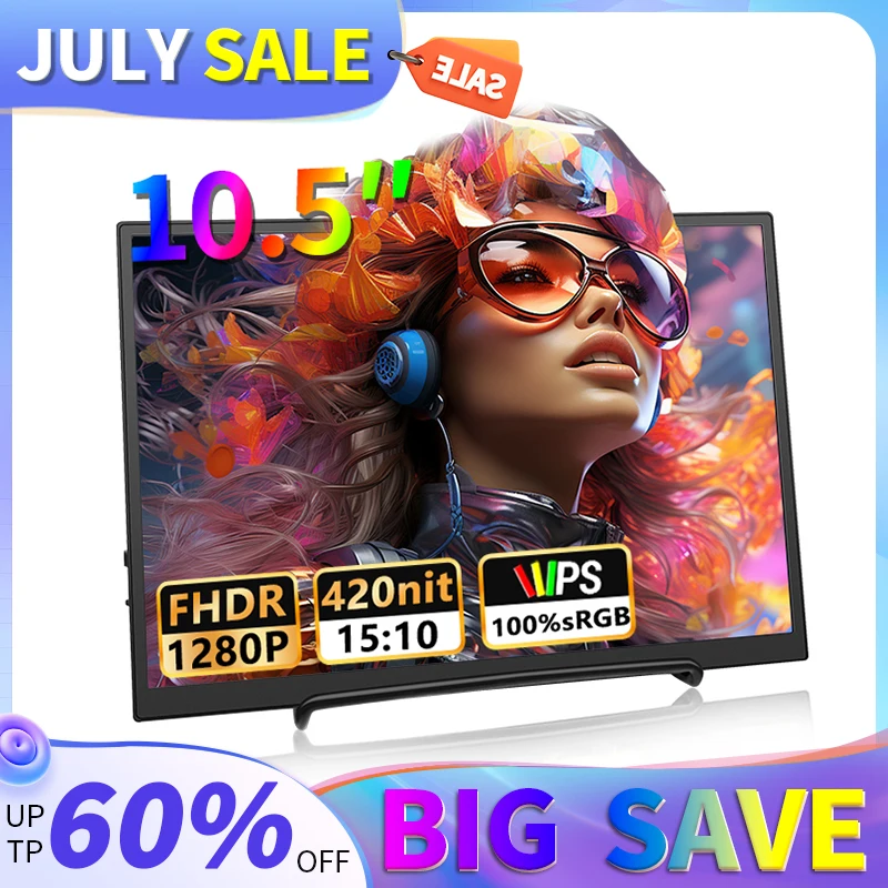 Monitor portátil de 10.5 polegadas, 1280p, 100% srgb, 420cd/m2, com ...