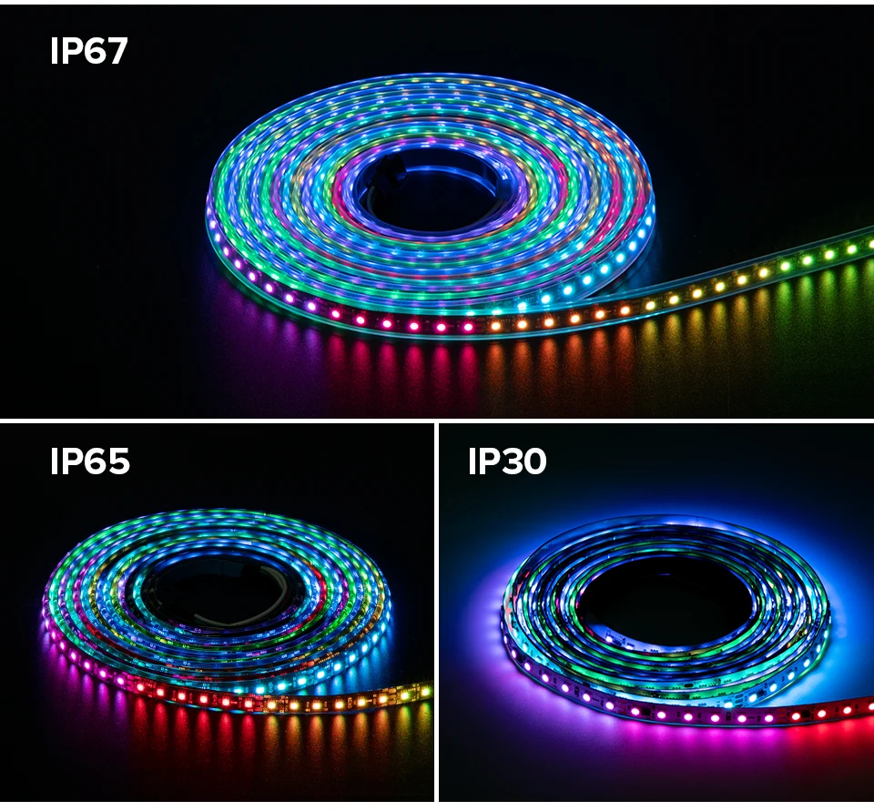 WS2811 LED Strip Addressable 108 LEDs/M External Bright 8mm Tape DC 24 ...